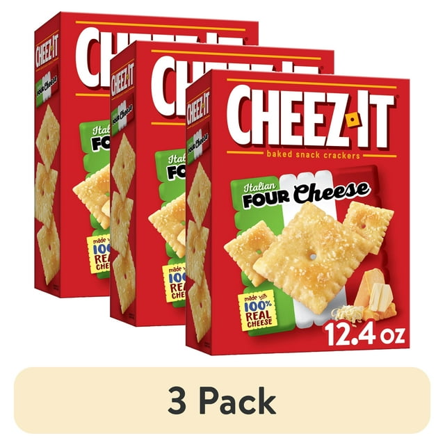 (3 pack) Cheez-It Italian Four Cheese Crackers, Baked Snack Crackers ...