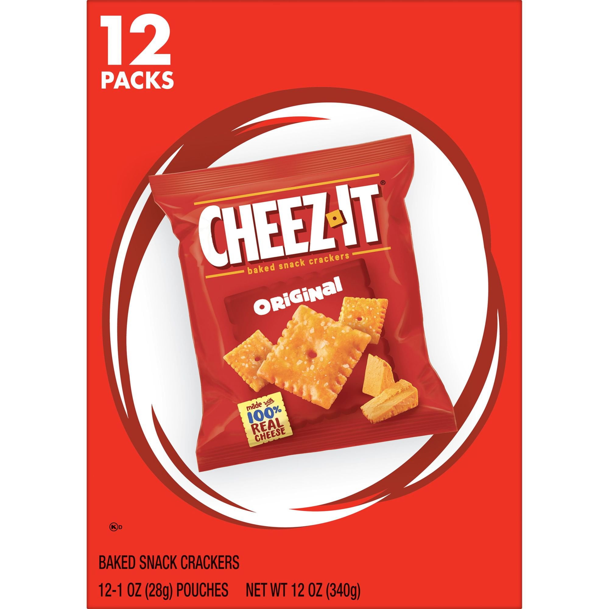 Cheez-It Original Cheese Crackers 1 oz Bags, 12 ct (Package May Vary ...