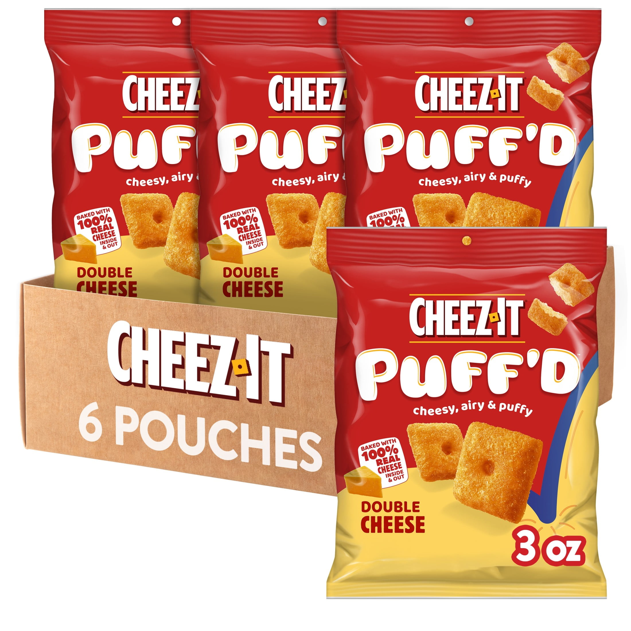 Cheez-It® Puff'd Double Cheese Baked Snacks, 100% Real Cheese, 6 Count ...