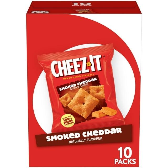Cheez-It Smoked Cheddar Baked Snack Crackers, Lunch Snacks, (2 Box of ...
