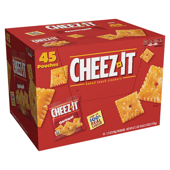 Cheez-It Family Box, Original Cheese, Single-Serving Size Bag, 67.5 ...