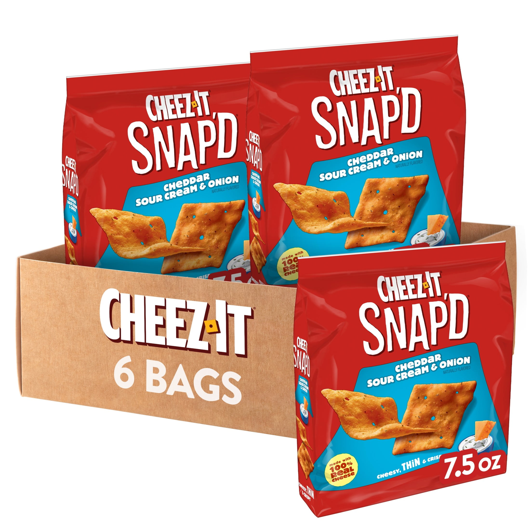 Cheez-It Snap'd Cheddar Sour Cream and Onion Cheese Cracker Chips, Thin ...