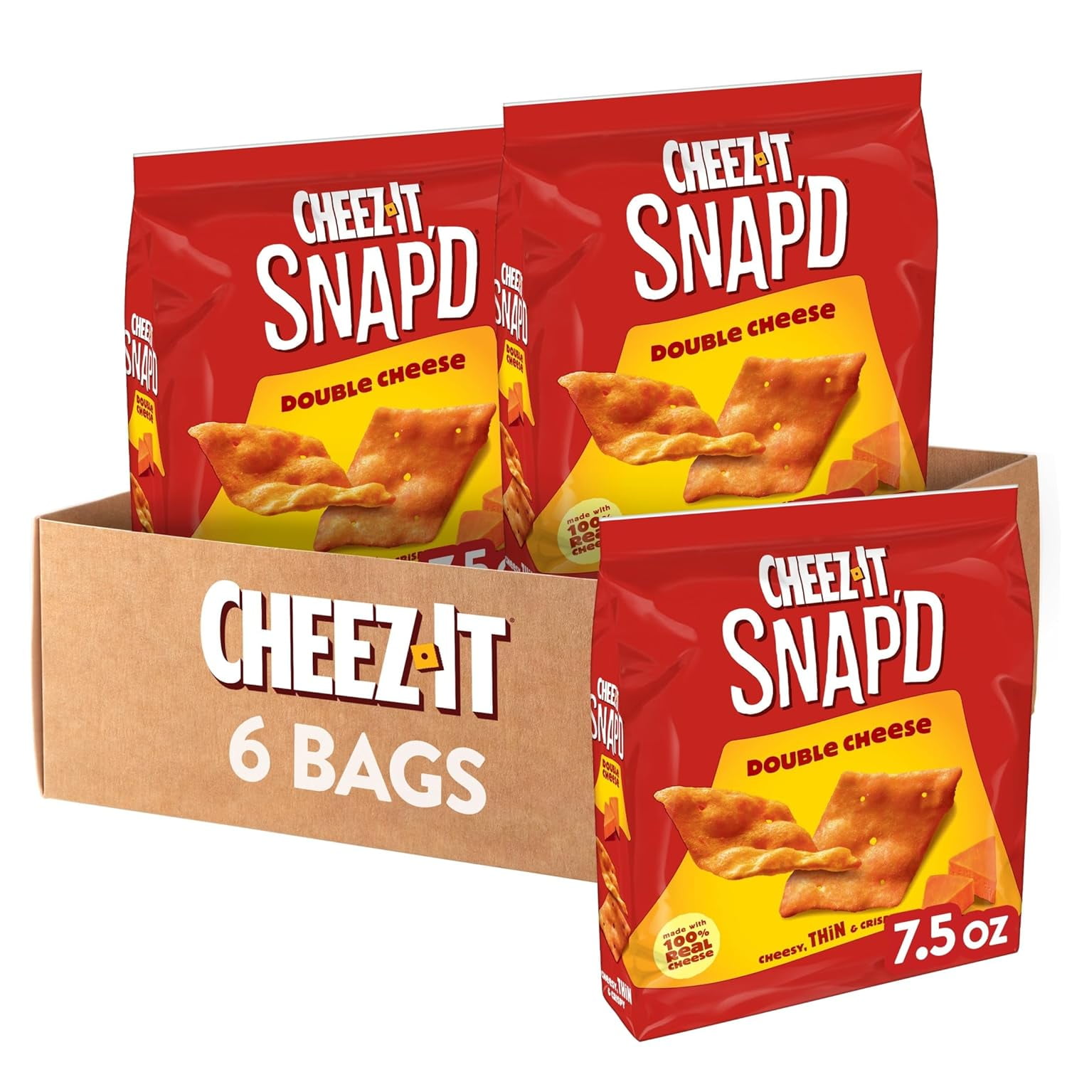 Cheez-It Snap'd Cheese Cracker Chips, Thin Crisps, Lunch Snacks, Double ...