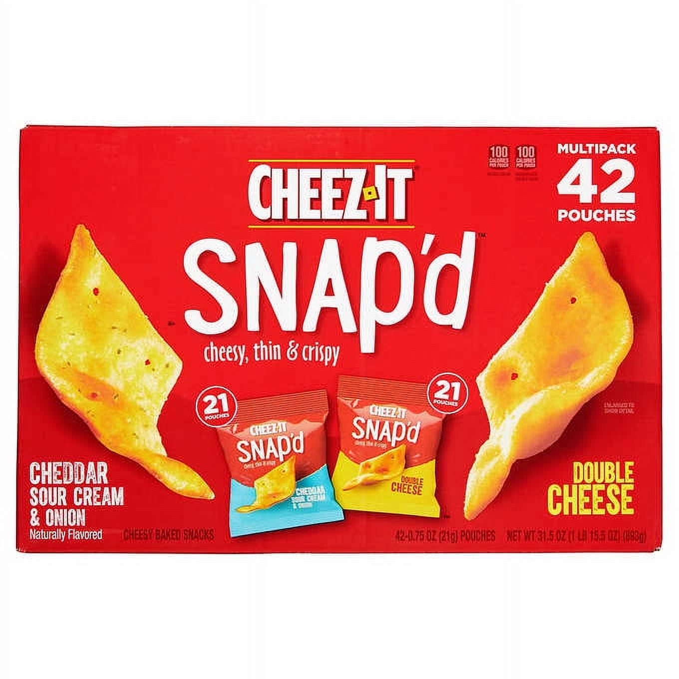 Cheez-It Snap'd Crackers, Variety Pack, 42-Count, Individually Wrapped ...