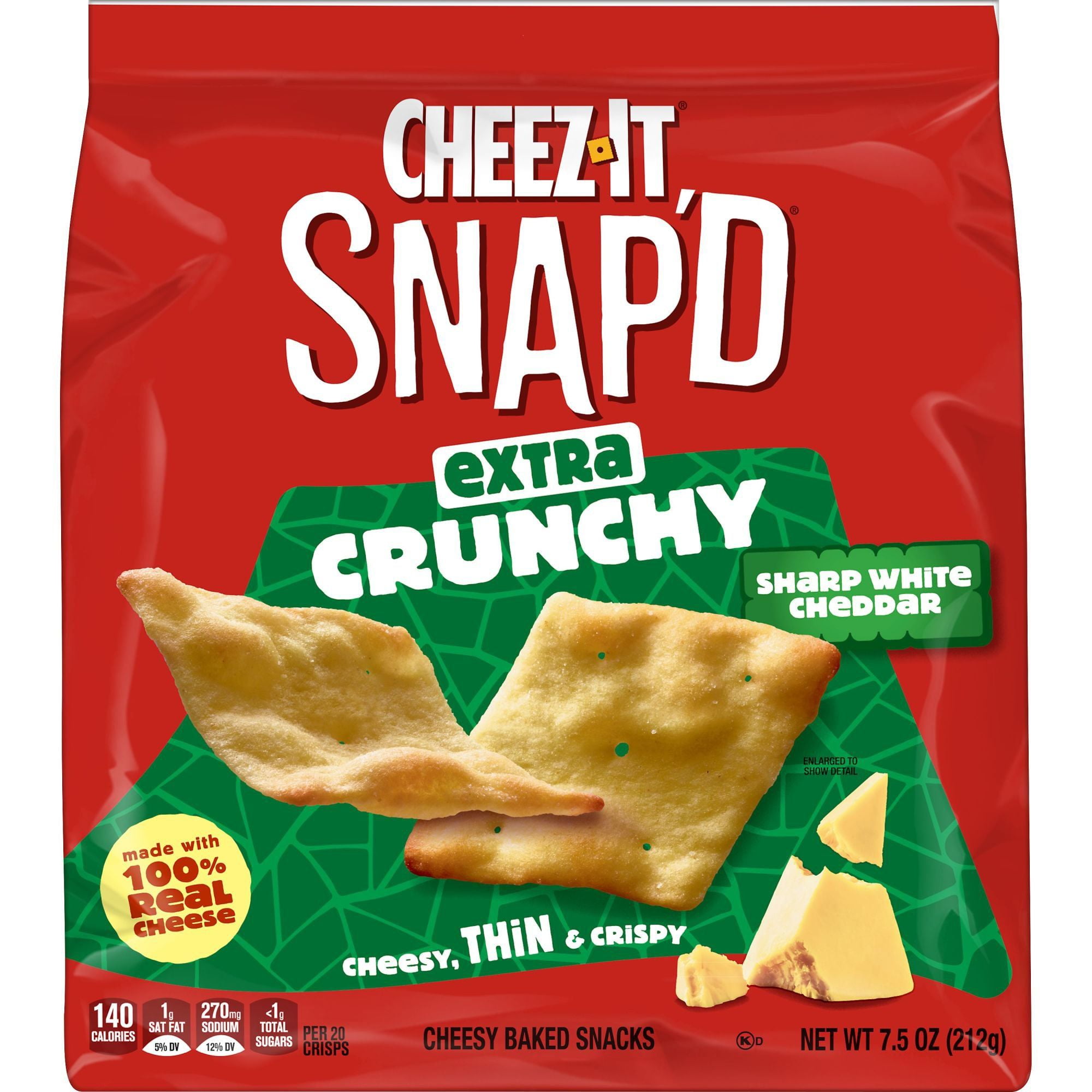 Cheez-It Snap'd Sharp White Cheddar Cheese Cracker Chips - 7.5 oz- Pack ...
