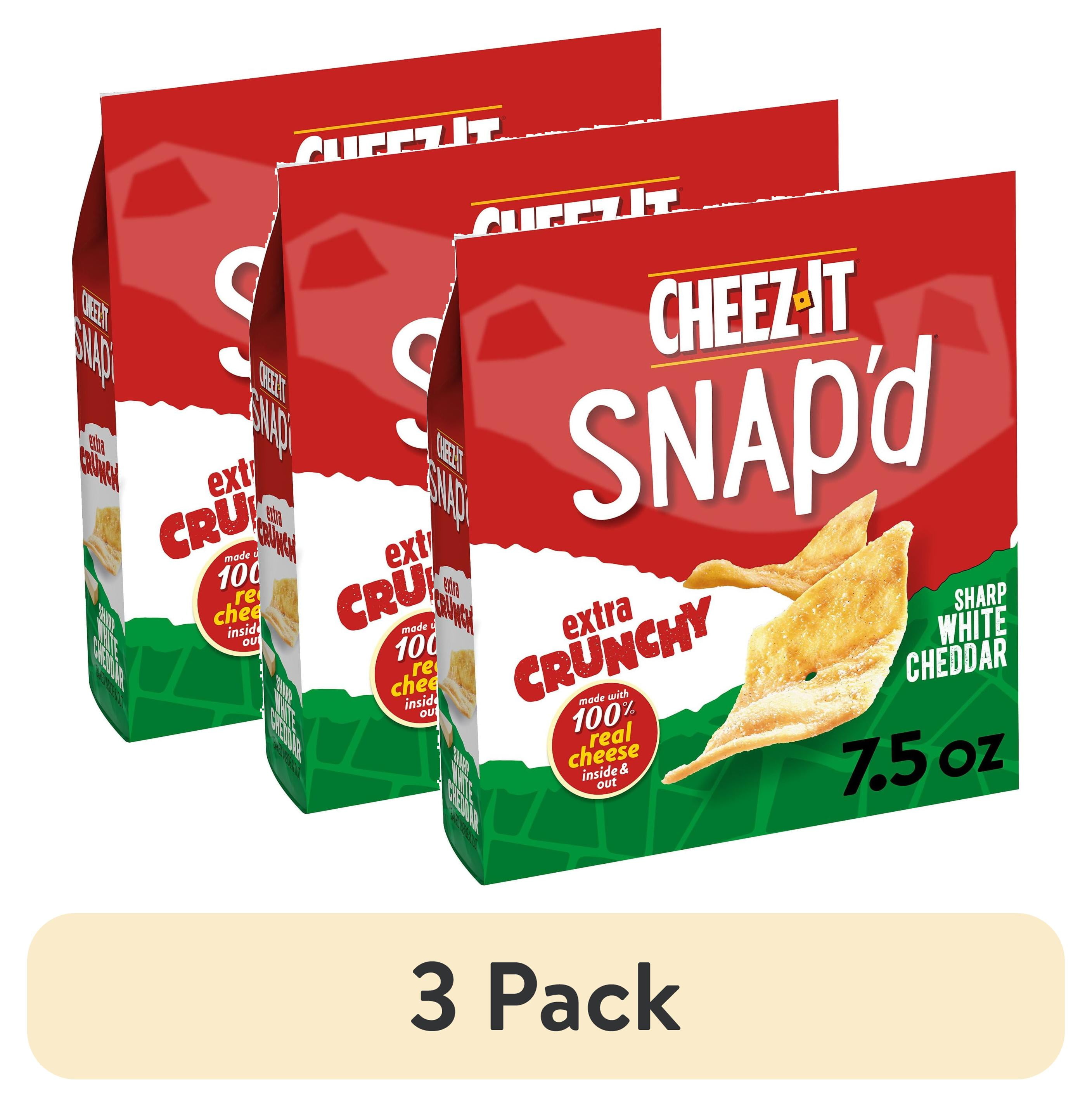 (3 pack) Cheez-It Snap'd Sharp White Cheddar Cheese Cracker Chips, Thin ...