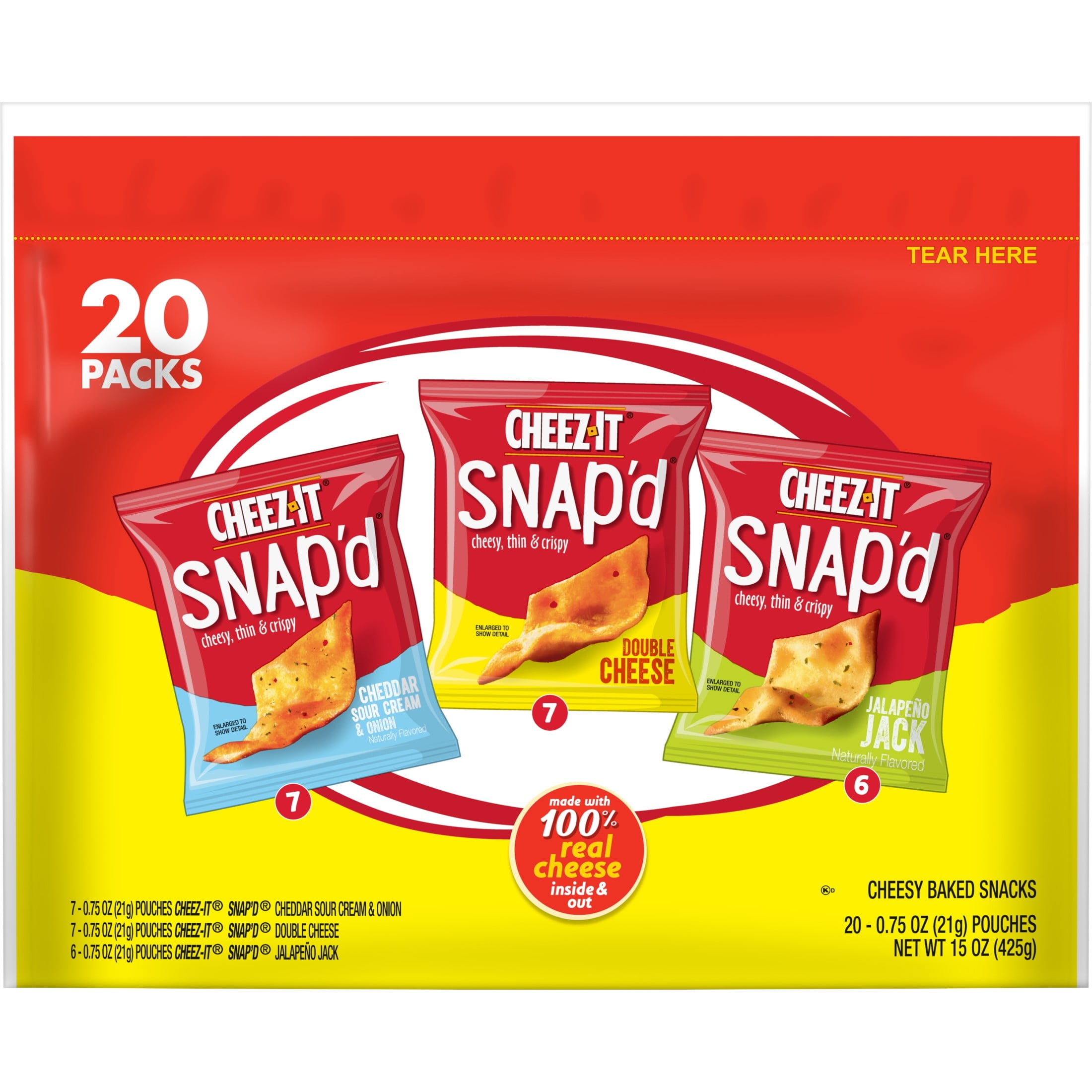 Cheez-It Snap'd Cheese Cracker Chips, Crispy Baked Snacks, Variety Pack ...