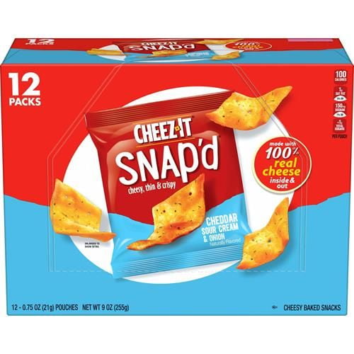 Cheez-It Snapd Cheese Cracker Chips, Thin Crisps, Lunch Snacks, Cheddar ...