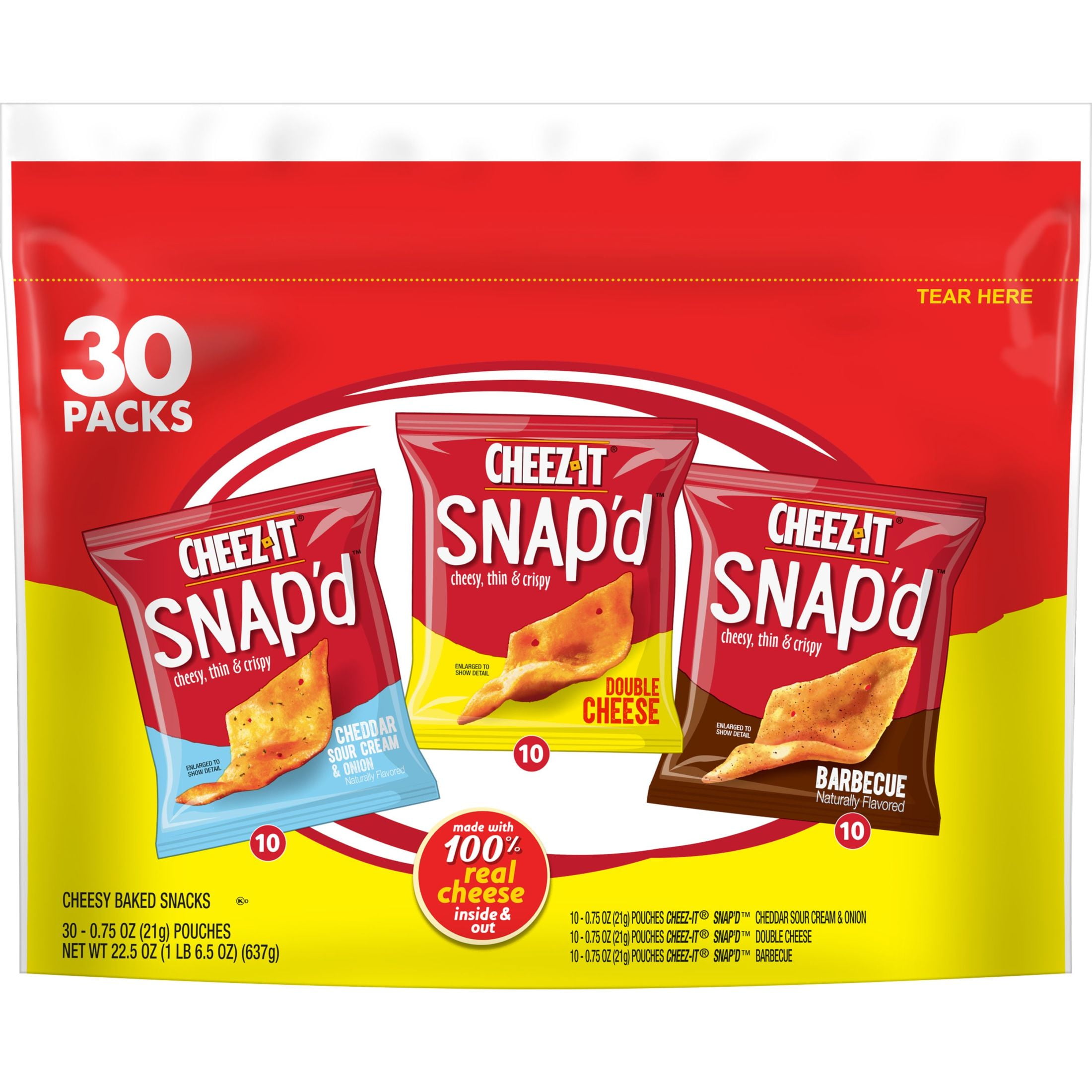 Cheez-It Variety Pack Cheese Cracker Chips, Thin Crisps, 22.5 oz, 30 ...