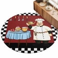 Chef 3.3ft Non Slip Round Area Rug Red Kitchen Dessert Food Black White ...
