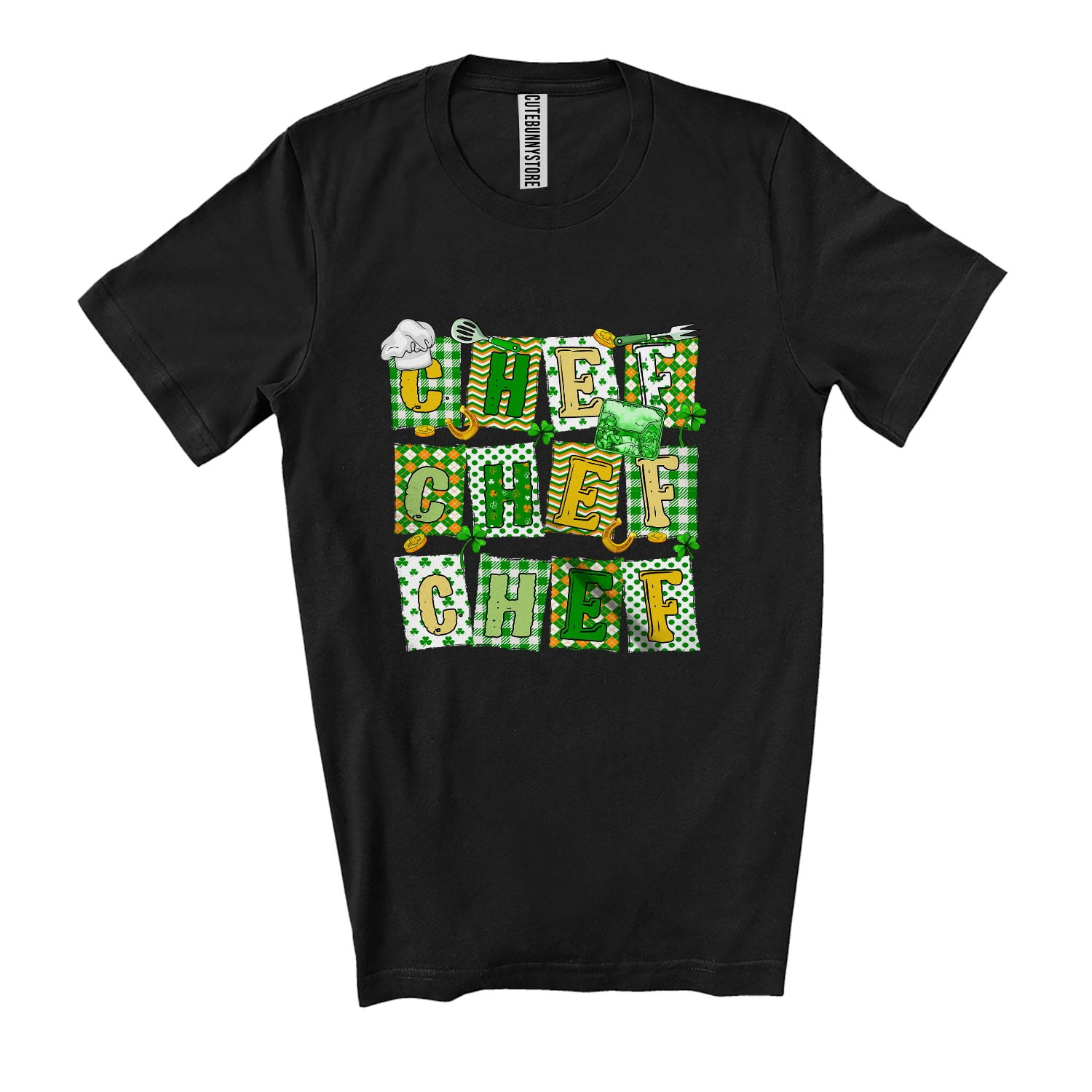 Chef; Adorable St. Patrick's Day Plaid Shamrock; Girls Women Irish Jobs ...