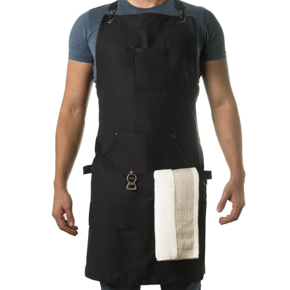Chef And Bbq Apron With Bottle Opener Hand Towel - 10oz Cotton Canvas ...