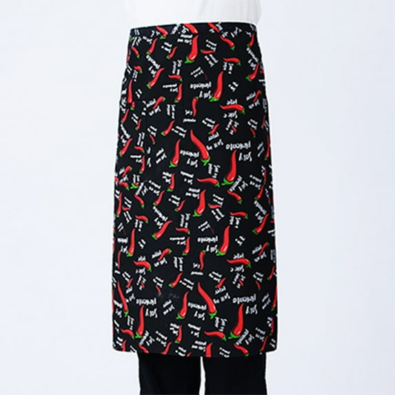Chef Apron, Half - Length Work Apron With Red Chili Pepper Pattern, For ...