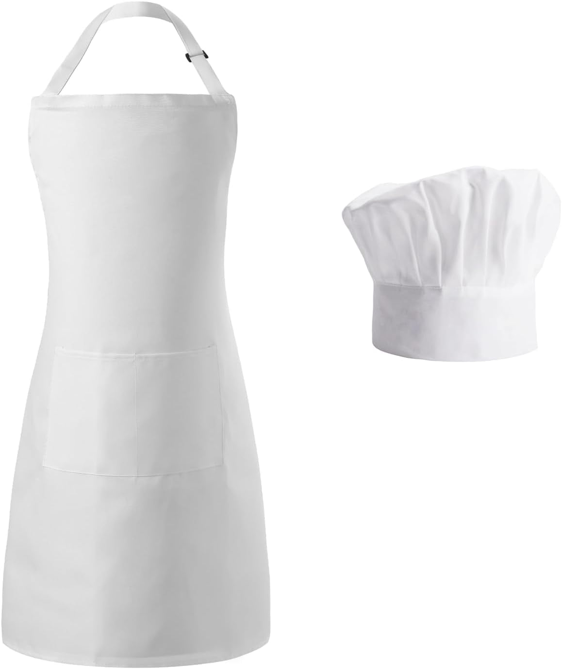 Chef Apron Hat Set for Women and Men, Adjustable Bib Apron with 2 ...
