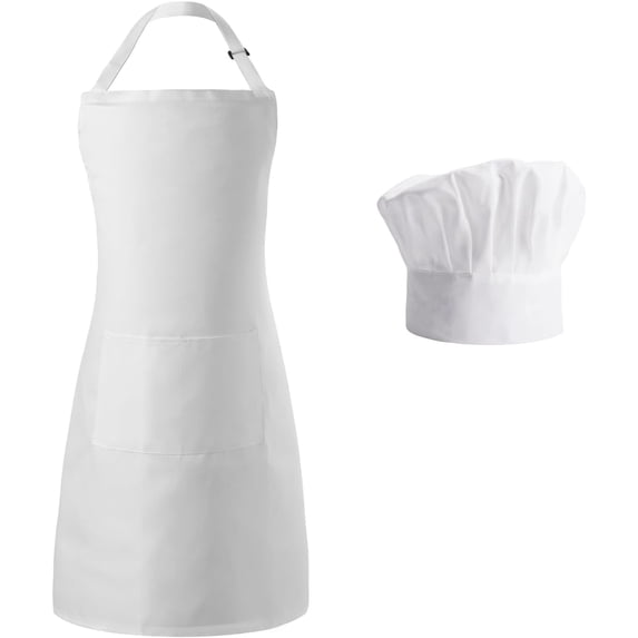 Chef Apron Hat Set for Women and Men, Adjustable Bib Apron with 2 ...