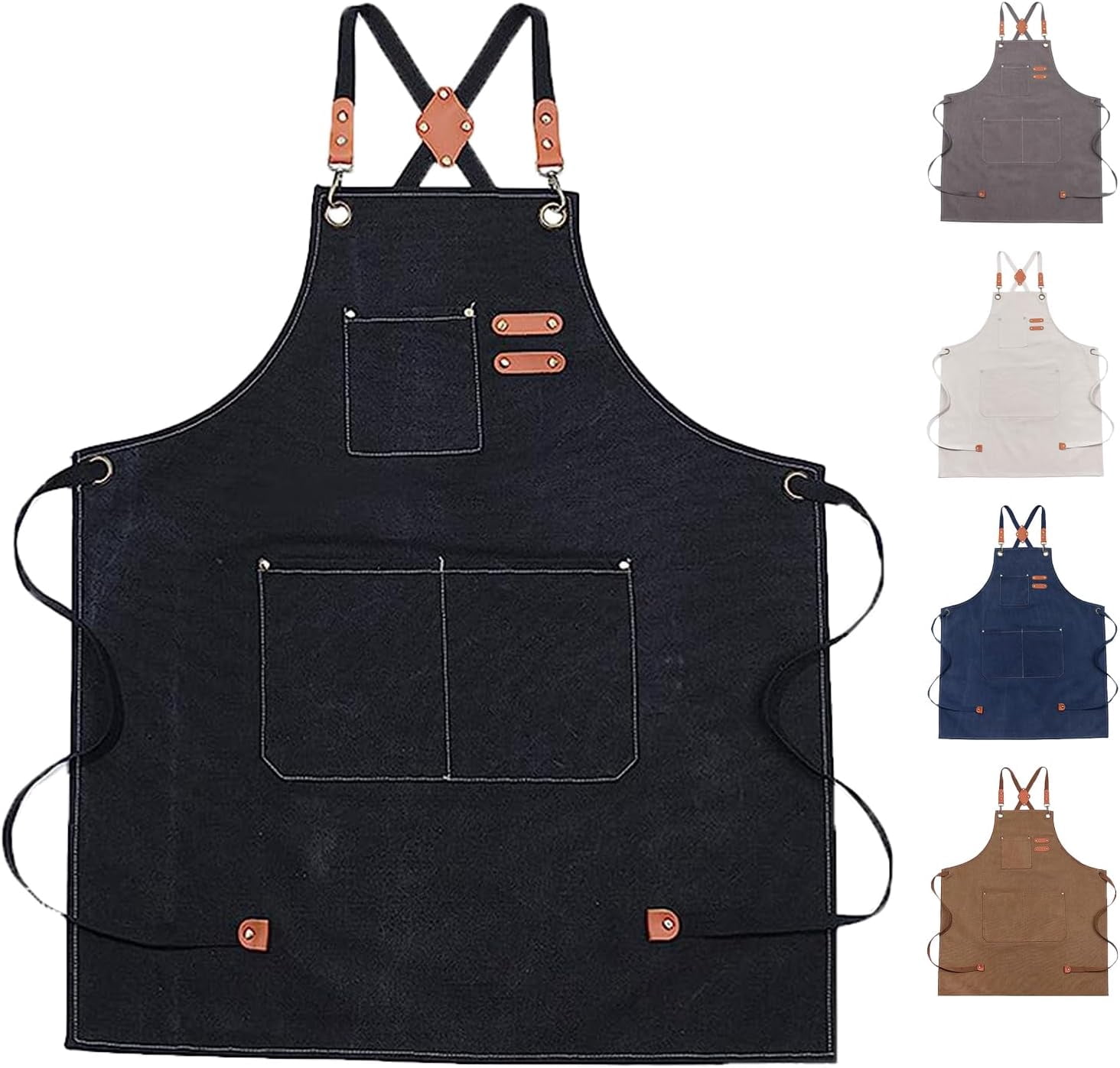 Chef Apron for Kitchen Cooking, Waterproof Adjustable Crossback Apron ...