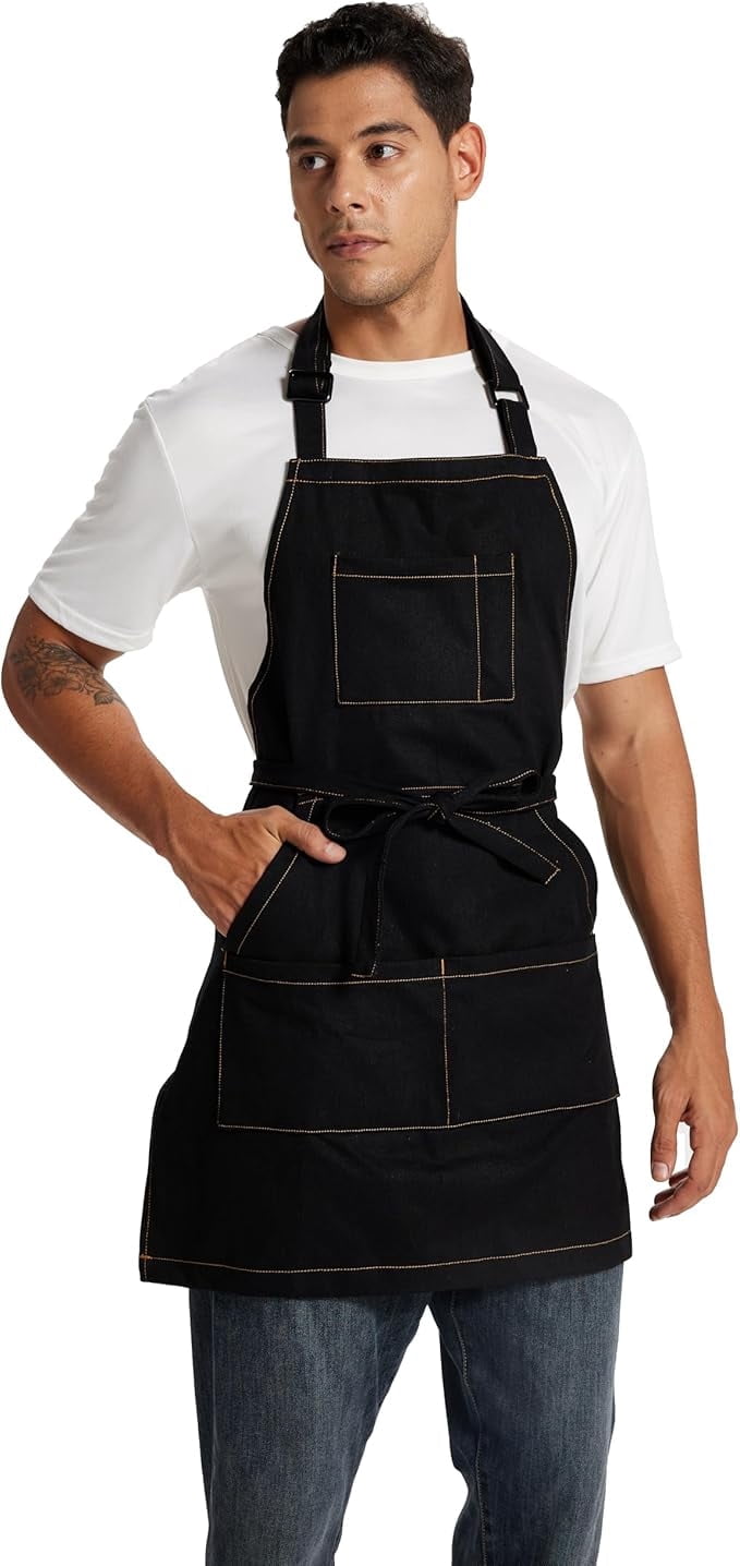 CIRCOOLE, Chef Apron for Men Women, Size M to XXL, Black - Walmart.com