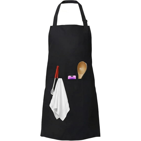 Chef Apron for Men and Women, 31" x 27" Large with 36" Waist Ties, 2 ...