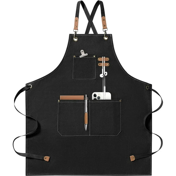 Aprons for Men,Chef Aprons for Men Women with Large Pockets,Cotton ...