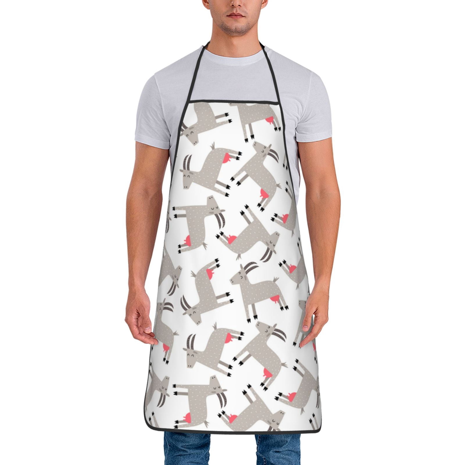 Chef Aprons for Men and Women - Abstract Cartoon Cute Goat_A Oil ...