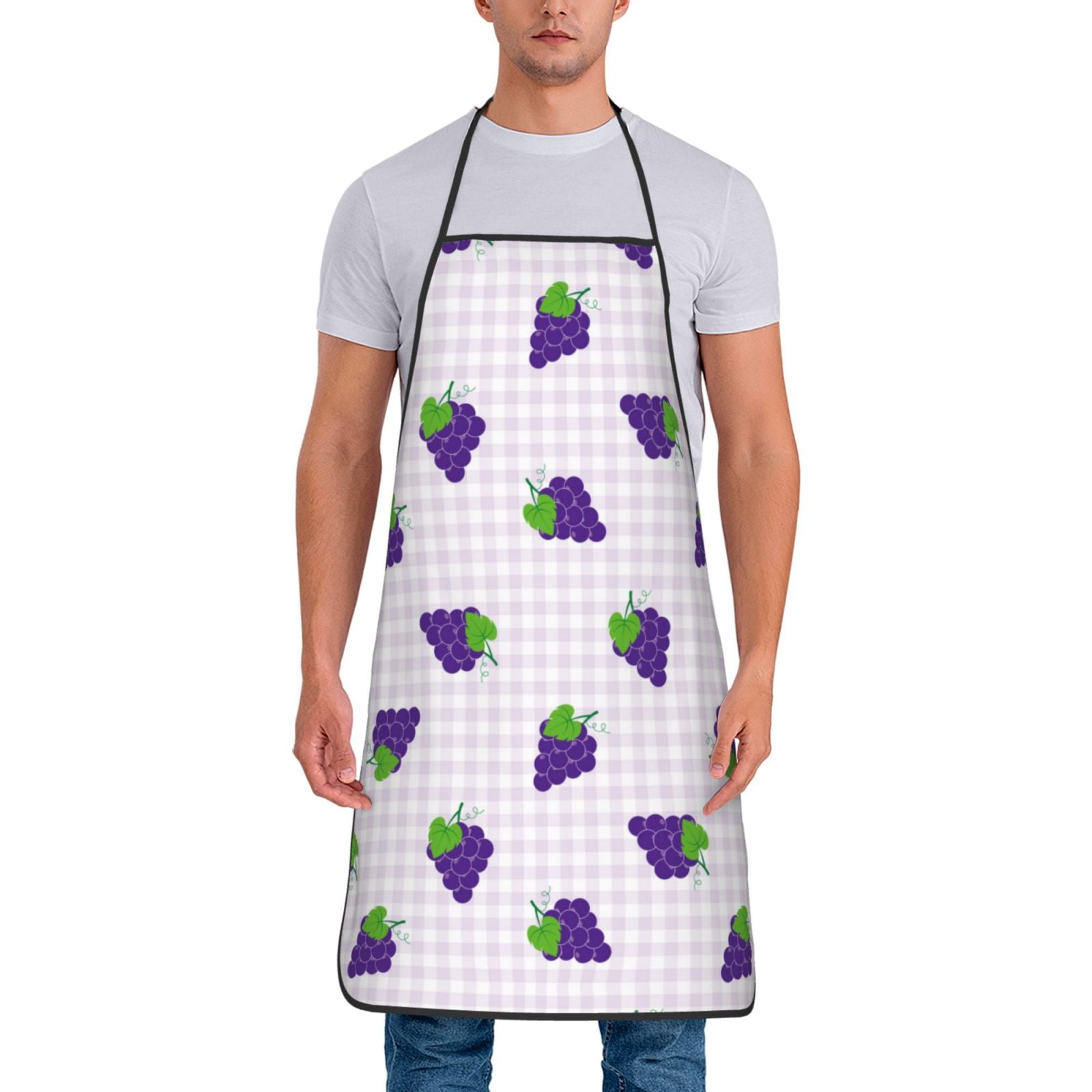 Chef Aprons for Men and Women - Cute Grape Plaid Oil-Resistant Bib ...
