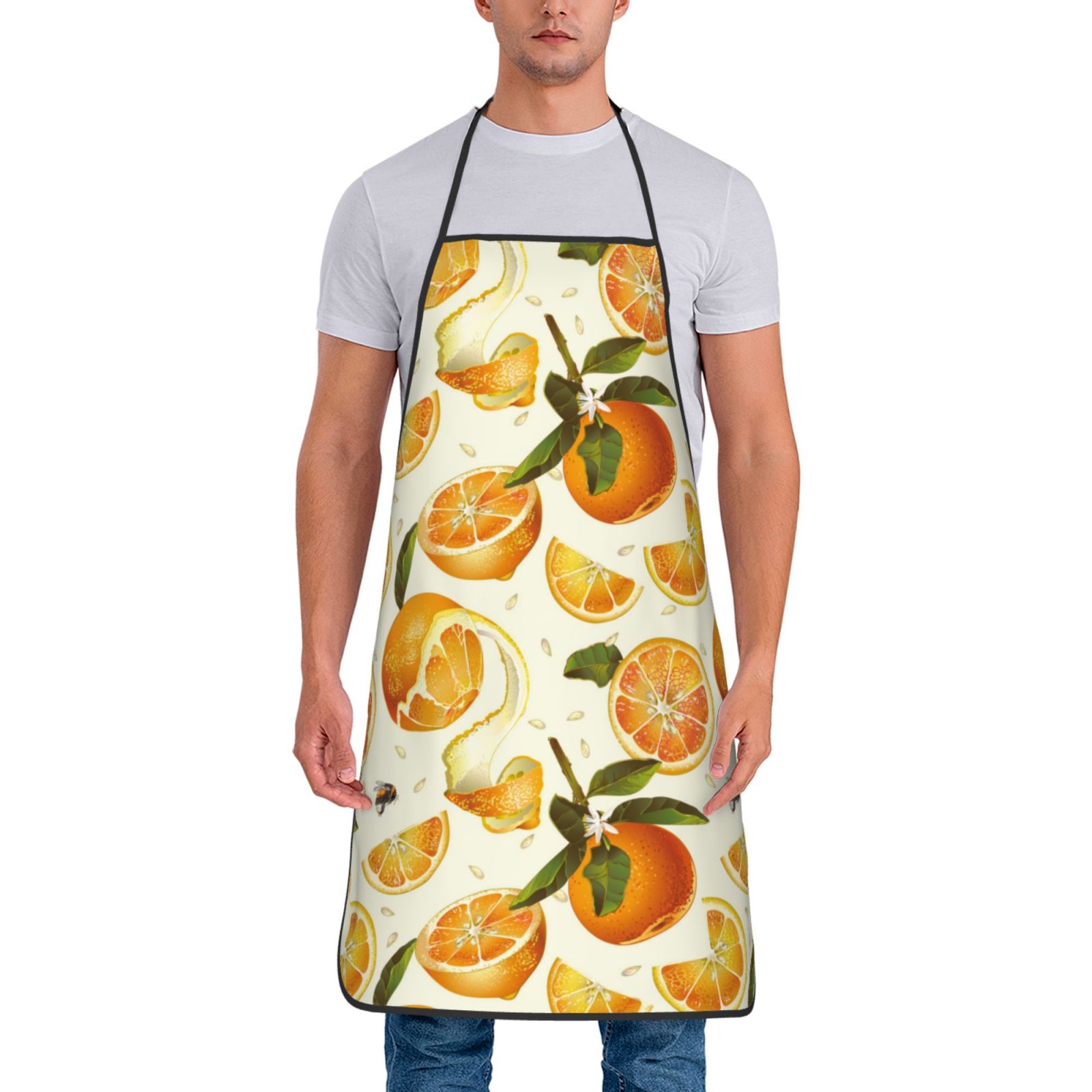 Chef Aprons for Men and Women - Cute Orange Honey Bee Oil-Resistant Bib ...