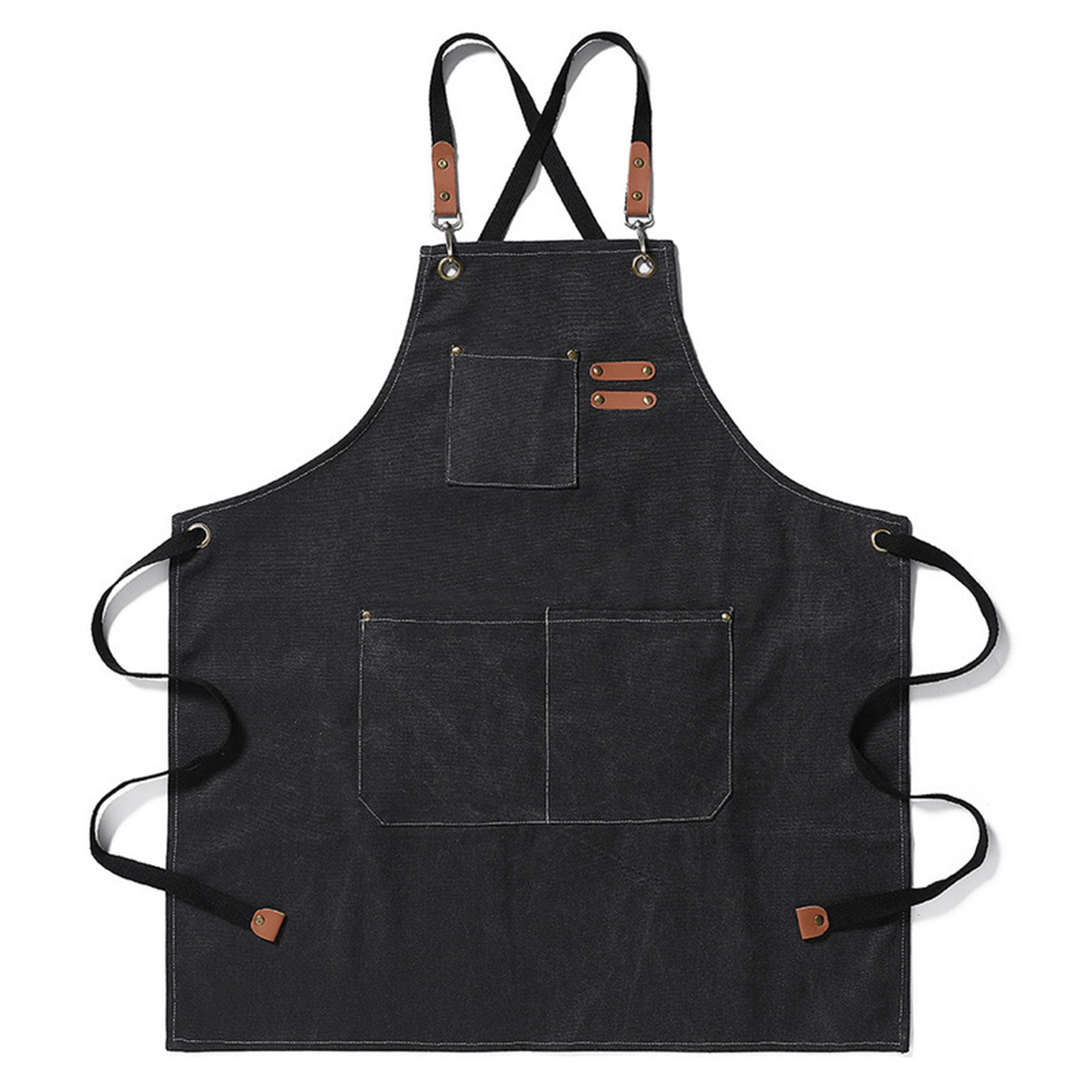 Chef Aprons for Men Women with Large Pockets, Black Waterproof Kitchen ...