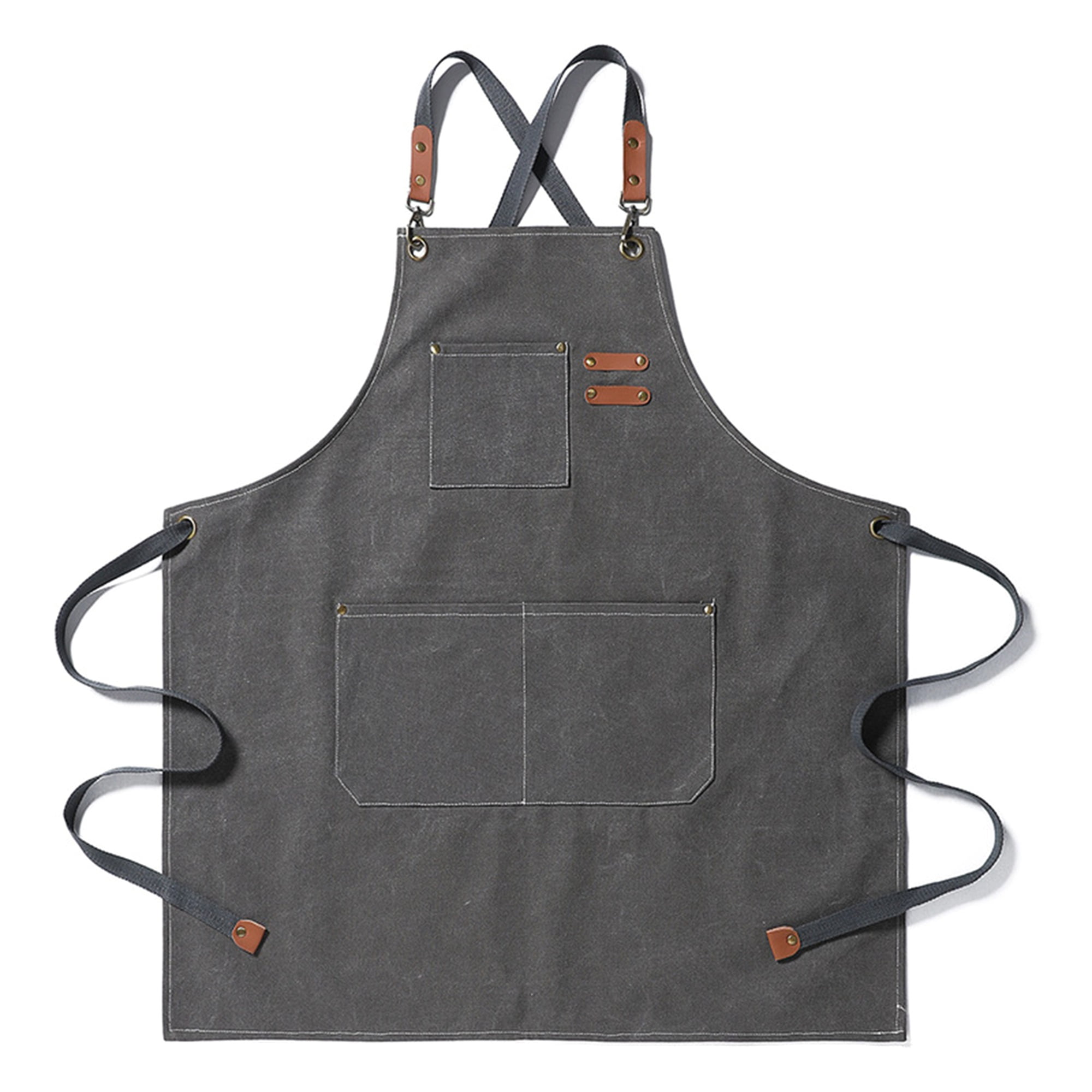 Chef Aprons for Men Women with Large Pockets, Black Waterproof Kitchen ...