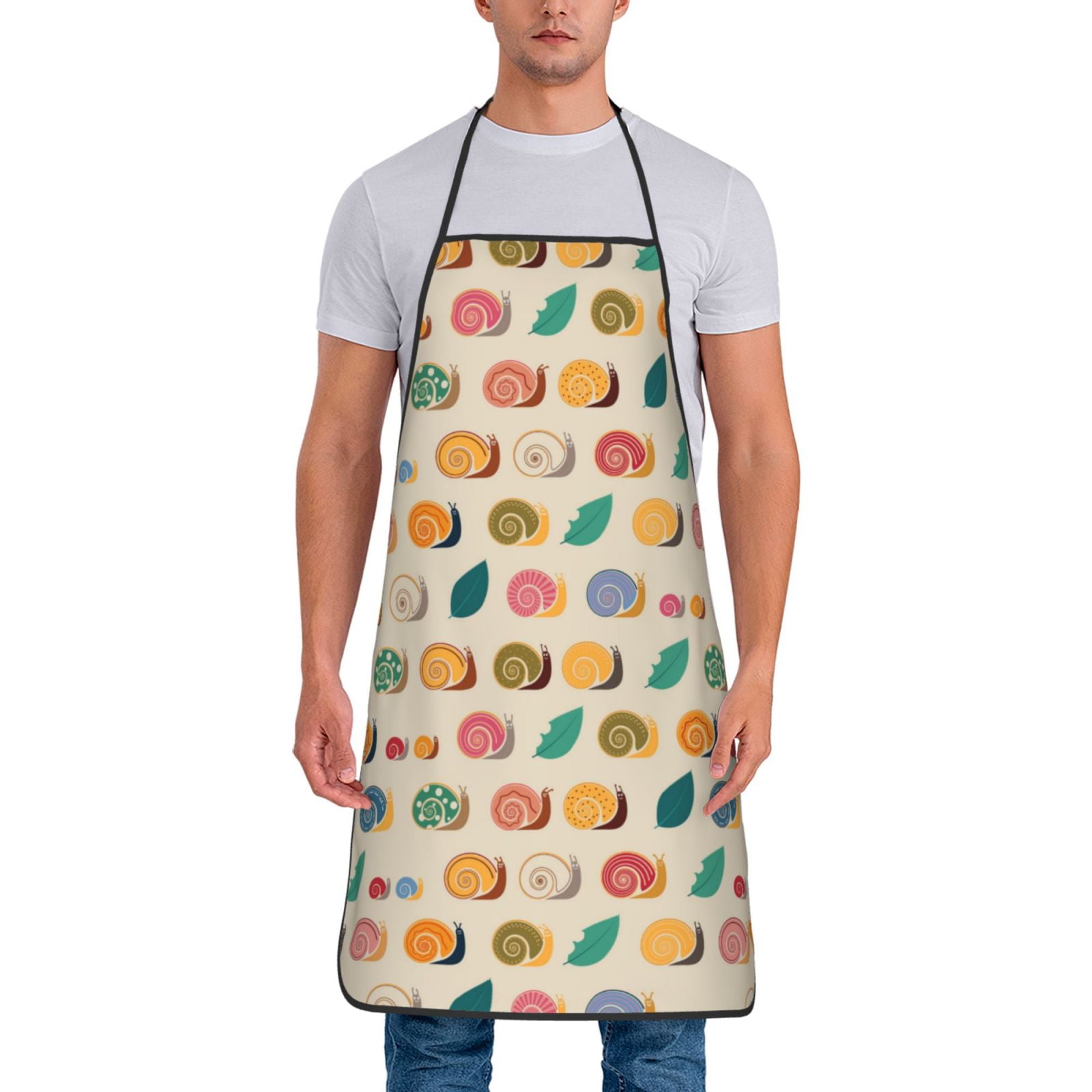 Chef Aprons for Men and Women - Leaves and Colorful Snails Oil ...