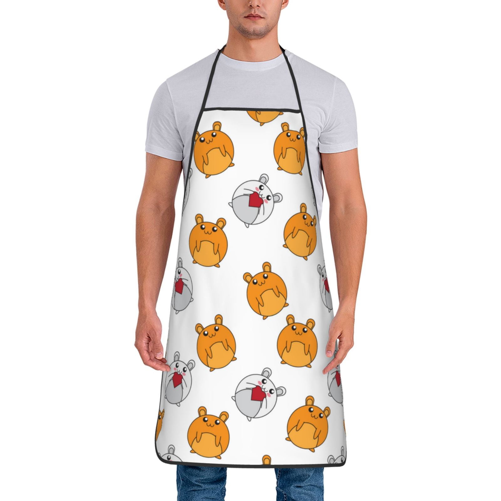 Chef Aprons for Men and Women - Q Version Of Cute Hamster Love Oil ...