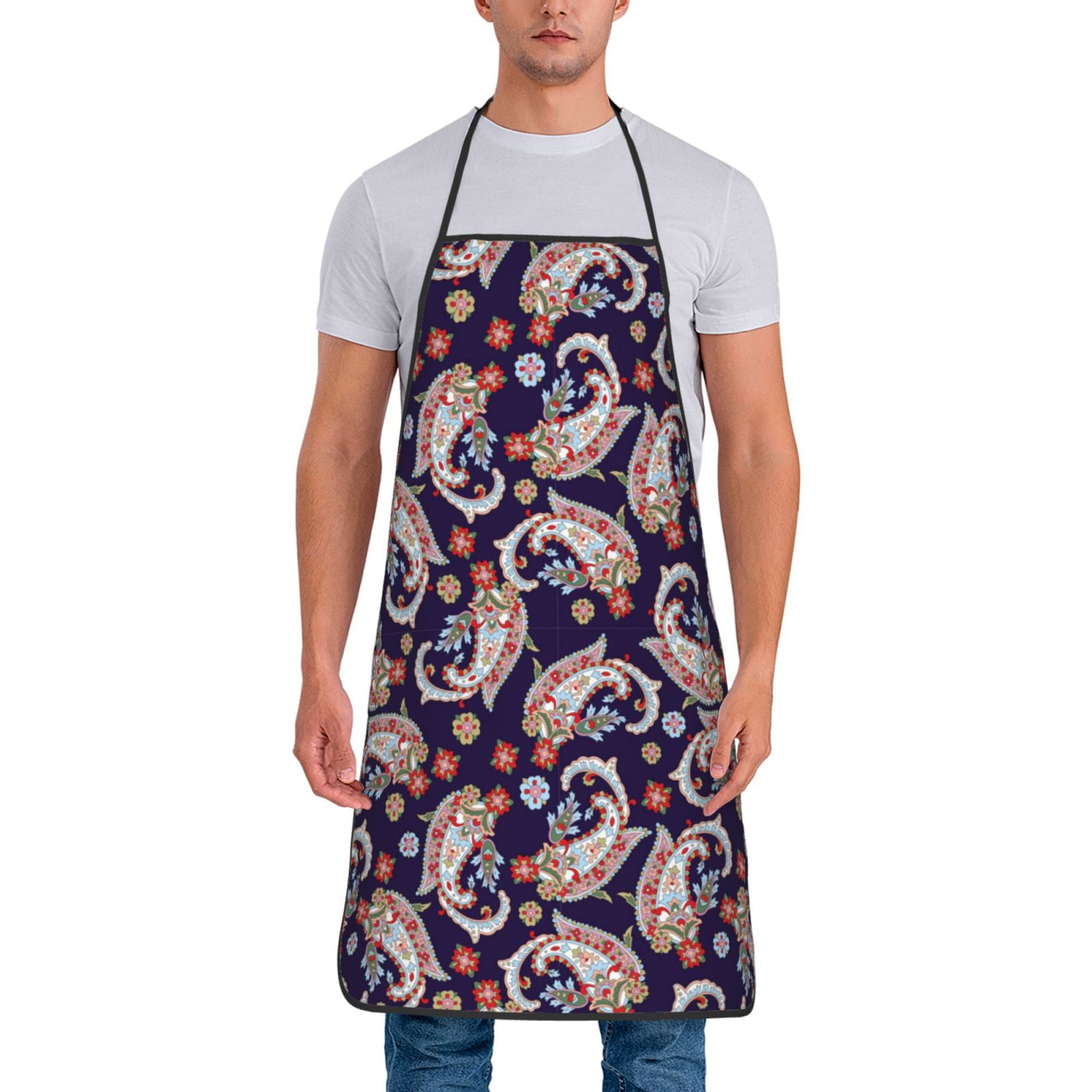 Chef Aprons for Men and Women - Red Blue Green Flower Paisley Oil ...