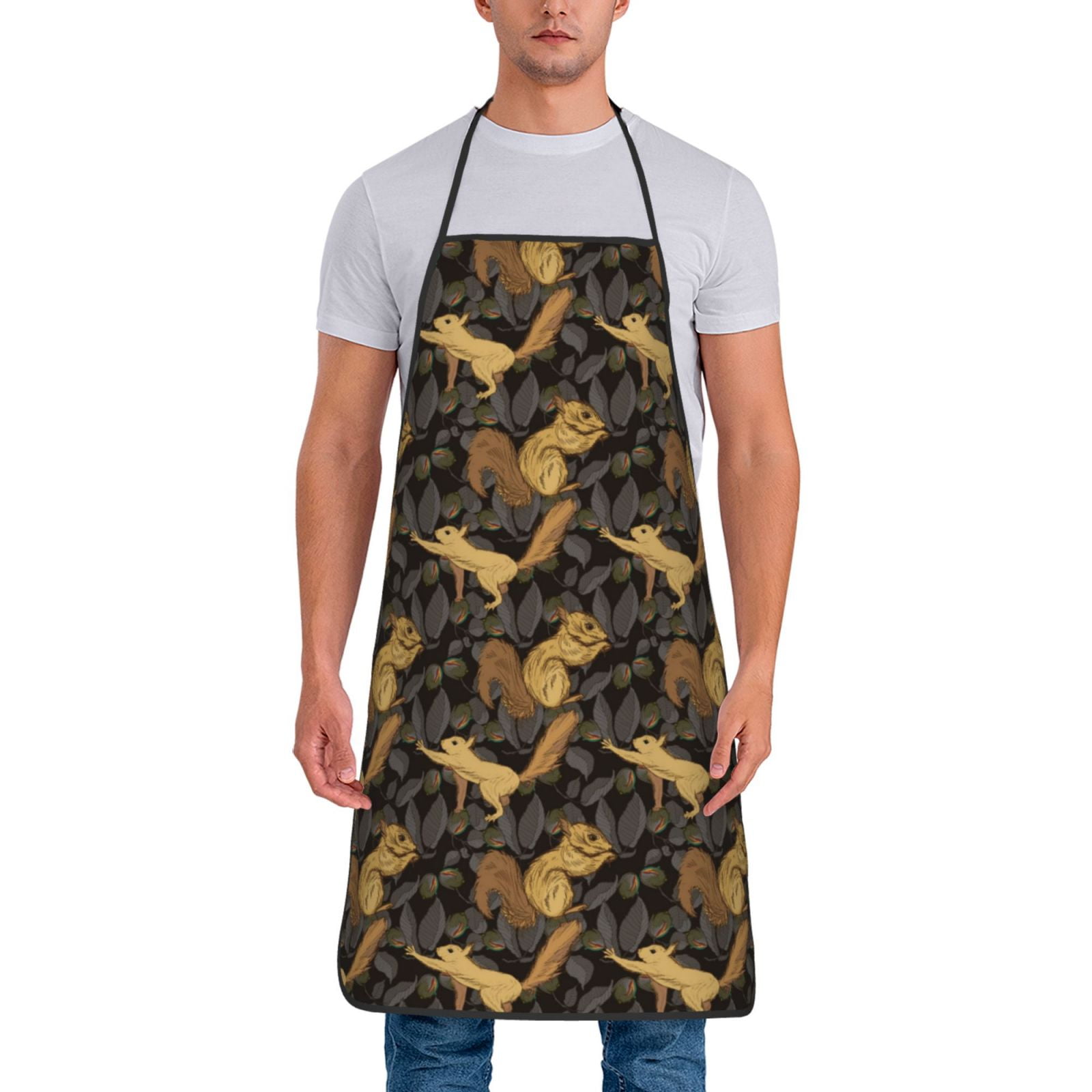 Chef Aprons for Men and Women - Rustic Hand Drawn Cute Squirrel Oil ...