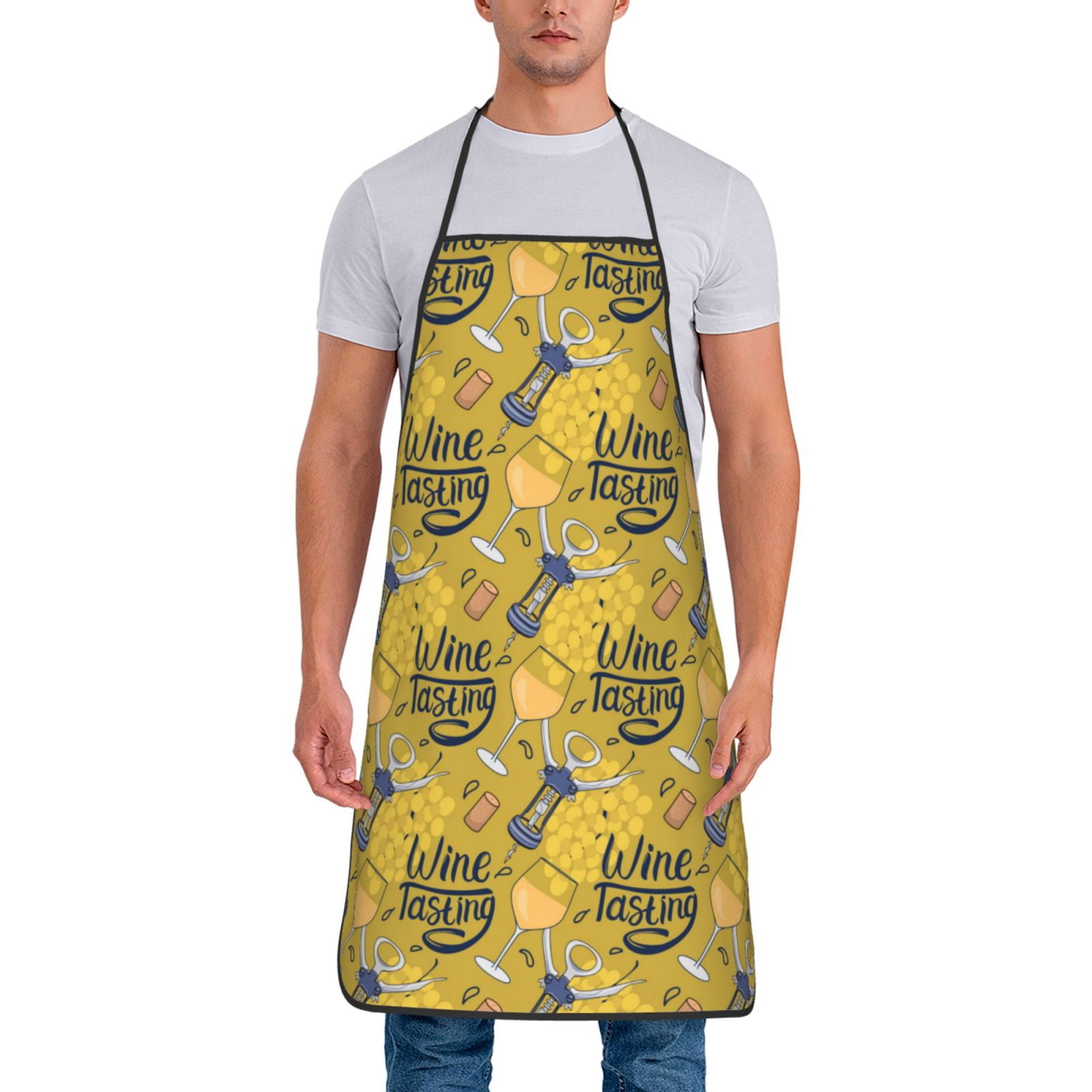 Chef Aprons for Men and Women - White Wine Seamless Oil-Resistant Bib ...
