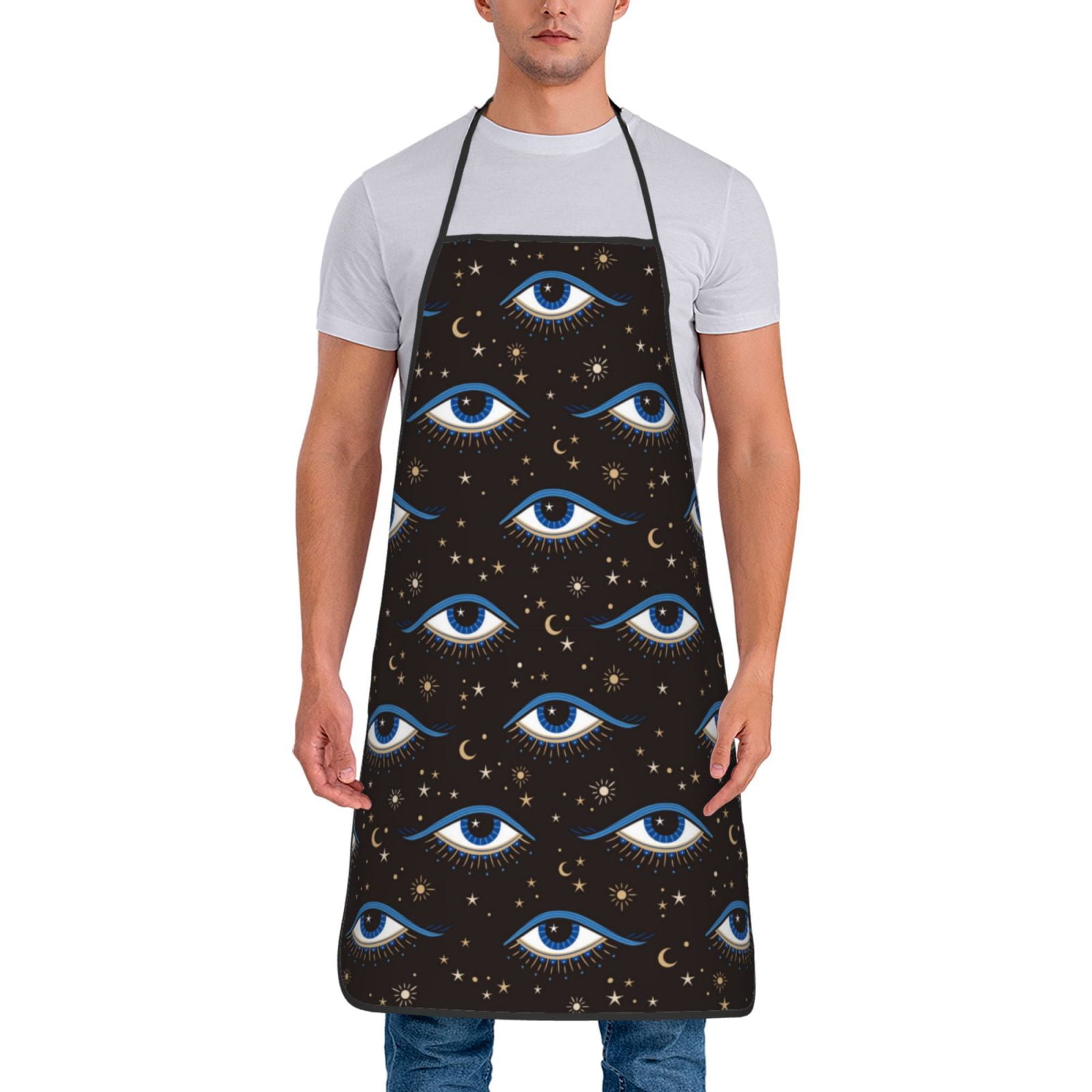 Chef Aprons for Men and Women - starry sky evil eye Oil-Resistant Bib ...