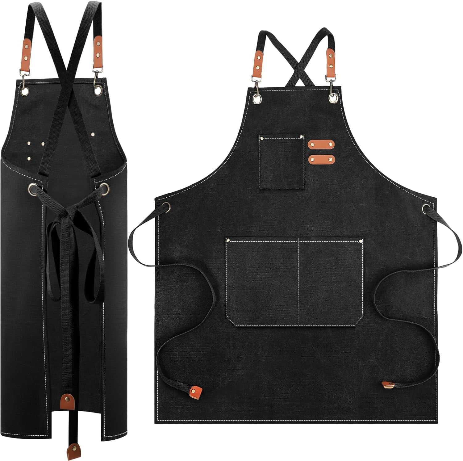 Chef Aprons for Men Women,Heavy Duty Chef Aprons,Cotton Canvas Cross ...