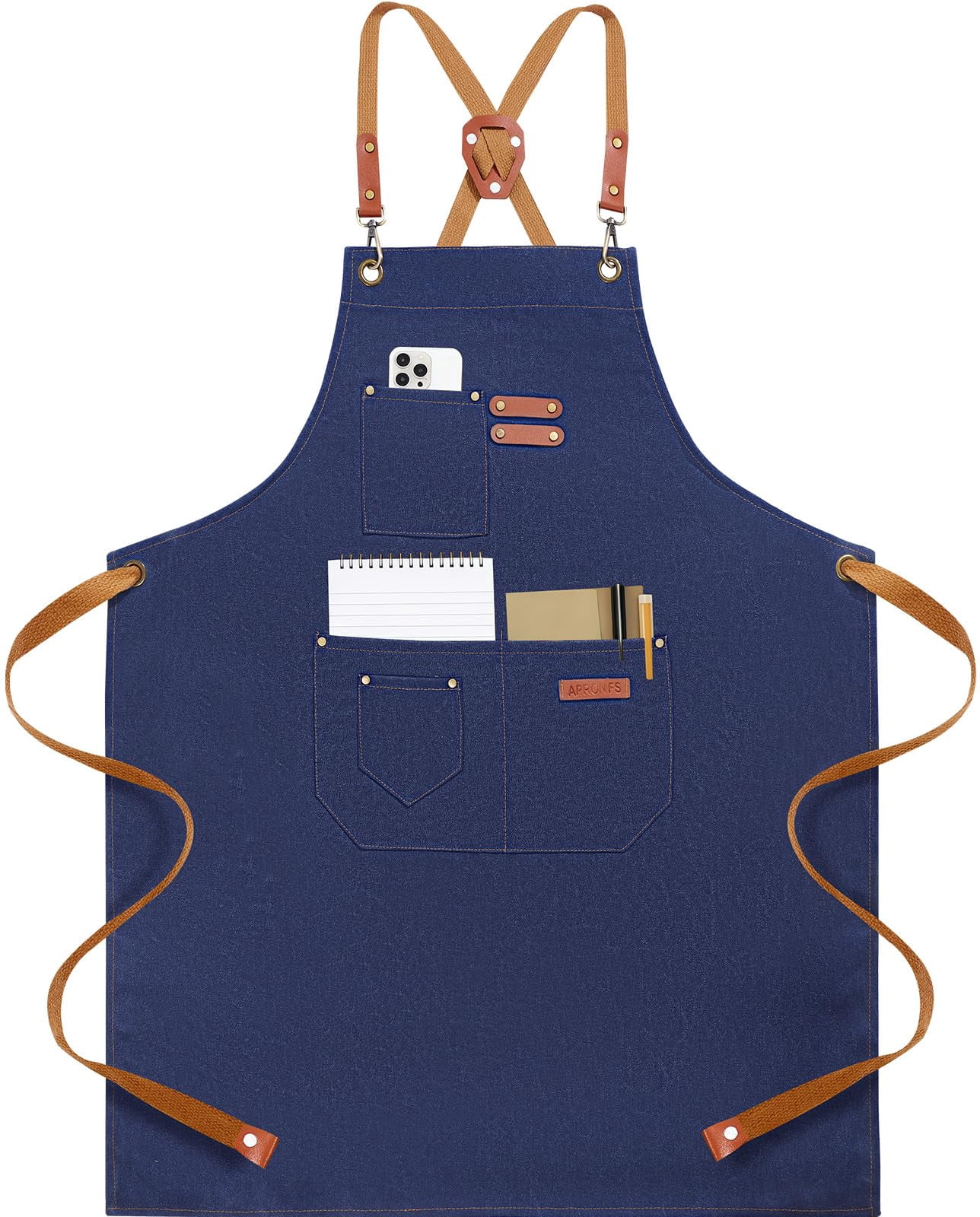 Chef Aprons for Men Women with 4 Large Pockets, Cotton Canvas Cross ...