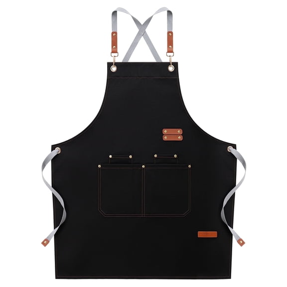 Denim Bbq Apron for Men Women with Pockets Adjustable Cross Back Chef ...