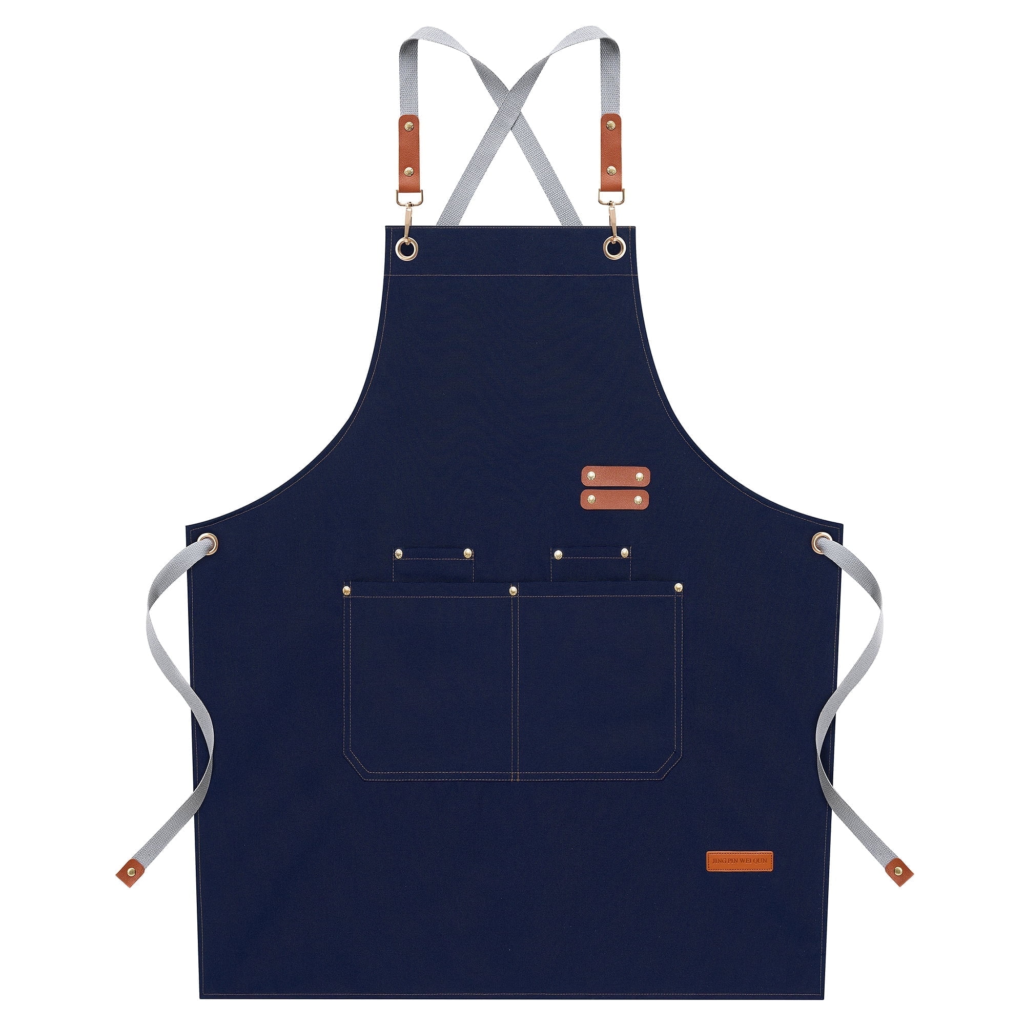 LOYGLIF, Chef Apron, Large Pockets, Cotton Canvas Cross Back Blue ...