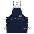 LOYGLIF, Chef Apron, Large Pockets, Cotton Canvas Cross Back Blue ...