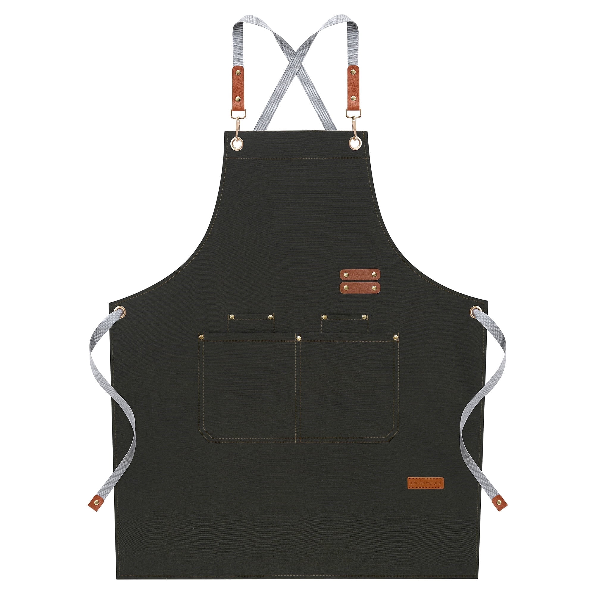 Chef Aprons for Men Women with Large Pockets, Cotton Canvas Cross Back ...
