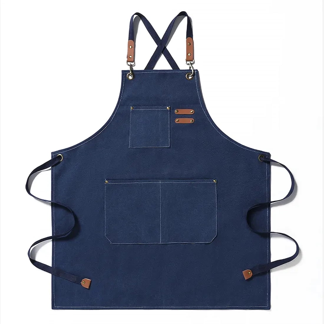 Chef Aprons for Men Women with Large Pockets, Cotton Canvas Cross Back ...