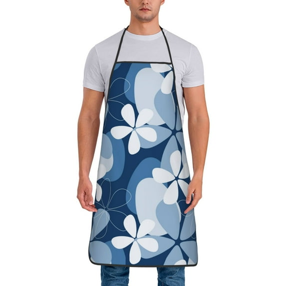 Chef Aprons for Men and Women - Flower print D Oil-Resistant Bib Aprons ...