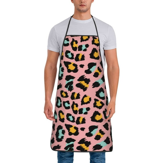 Chef Aprons for Men and Women - Leopard print B Oil-Resistant Bib ...