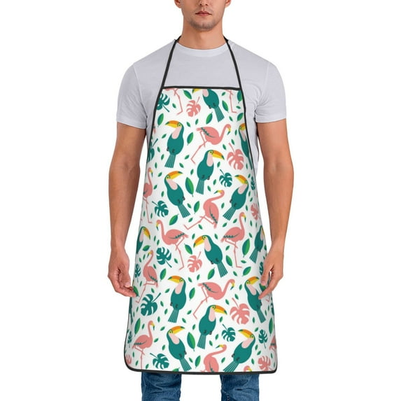 Chef Aprons for Men and Women - parrot flamingo Oil-Resistant Bib ...