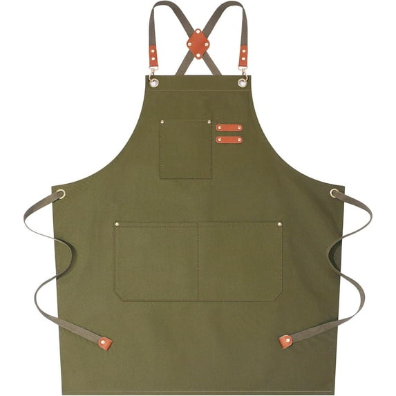 Chef Aprons for Women Men with Large Pockets, 12-Ounce Cotton Canvas ...