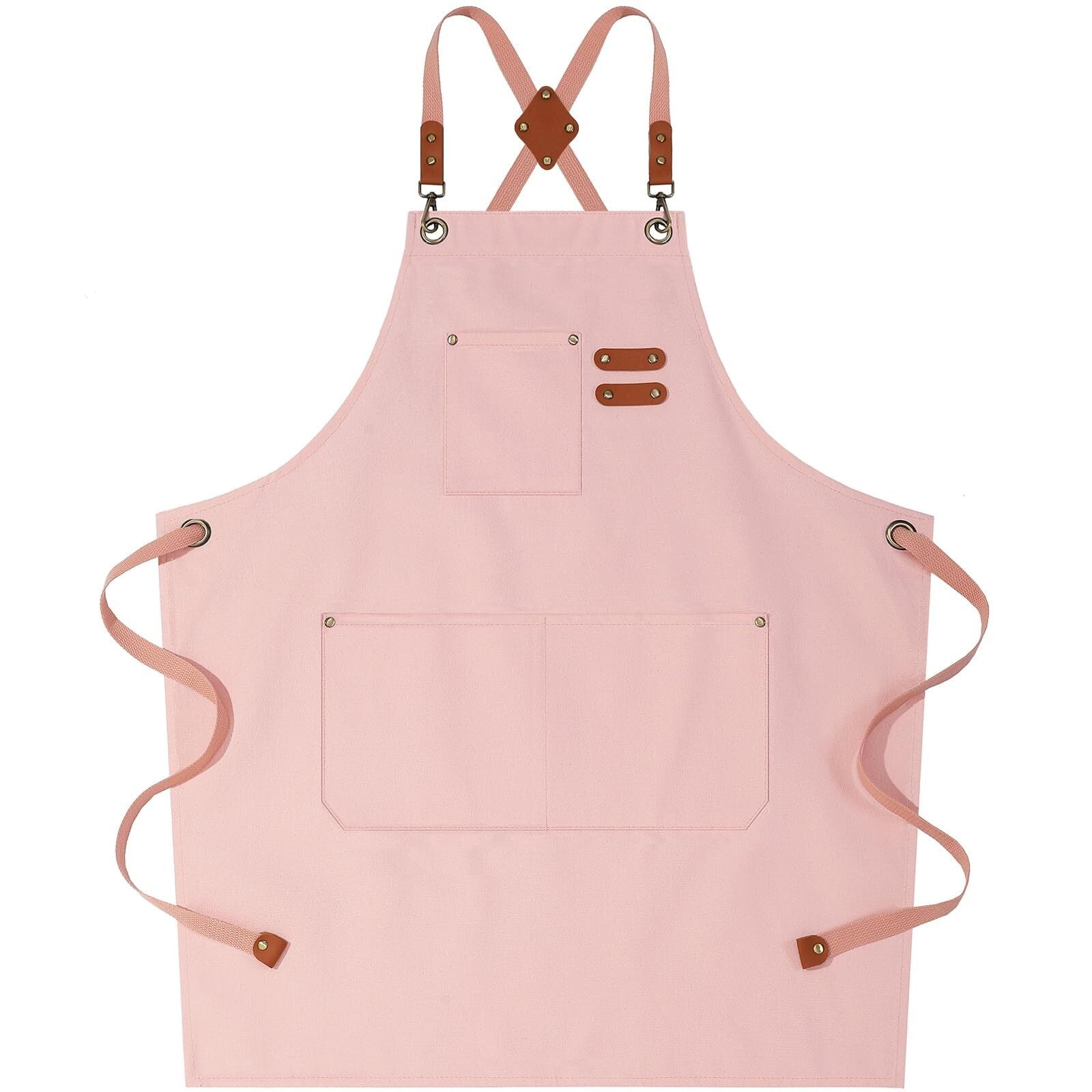 Chef Aprons for Women Men with Large Pockets, Cotton Canvas Cross Back ...