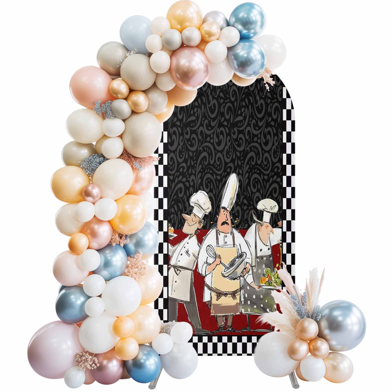 Chef Arch Backdrop Cover, Spandex Fitted Wedding Arch Cover, Cartoon ...