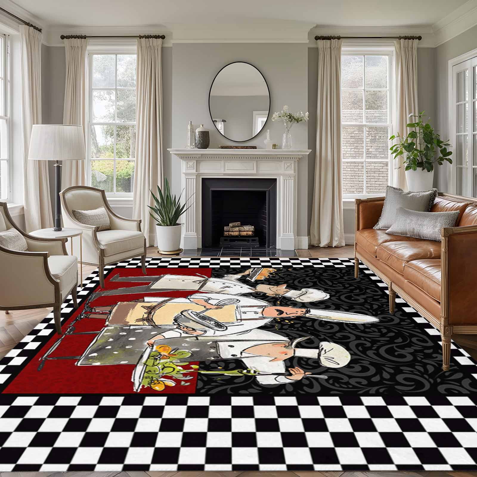 Chef Area Rugs 5'x8', Washable Small Throw Rugs for Classroom Bedroom ...