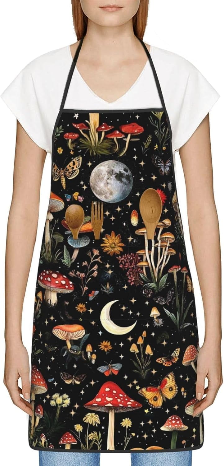 Chef Bib Aprons with Pockets for Women, Cute Cooking Apron for Kitchen ...