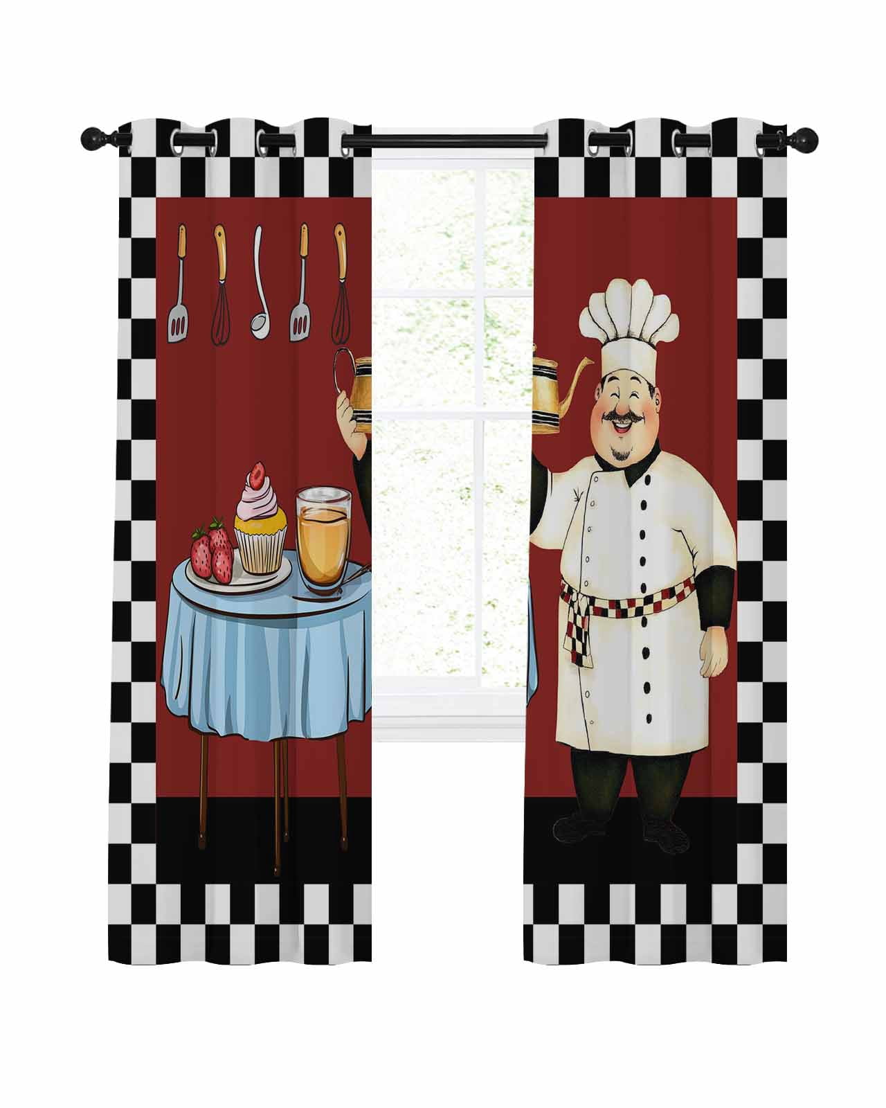 Chef Blackout Curtains, Light Blocking Print Window Curtains, Cartoon ...